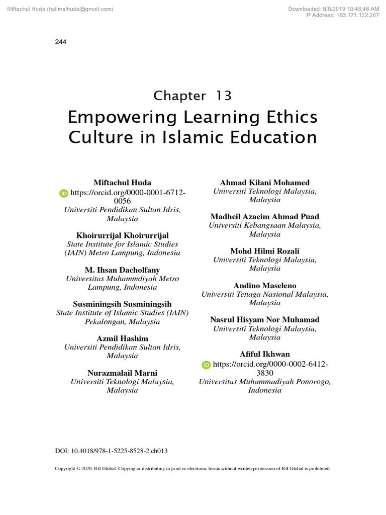 Islamic Education: Ethics and Learning Goals | PDF | Learning | Knowledge
