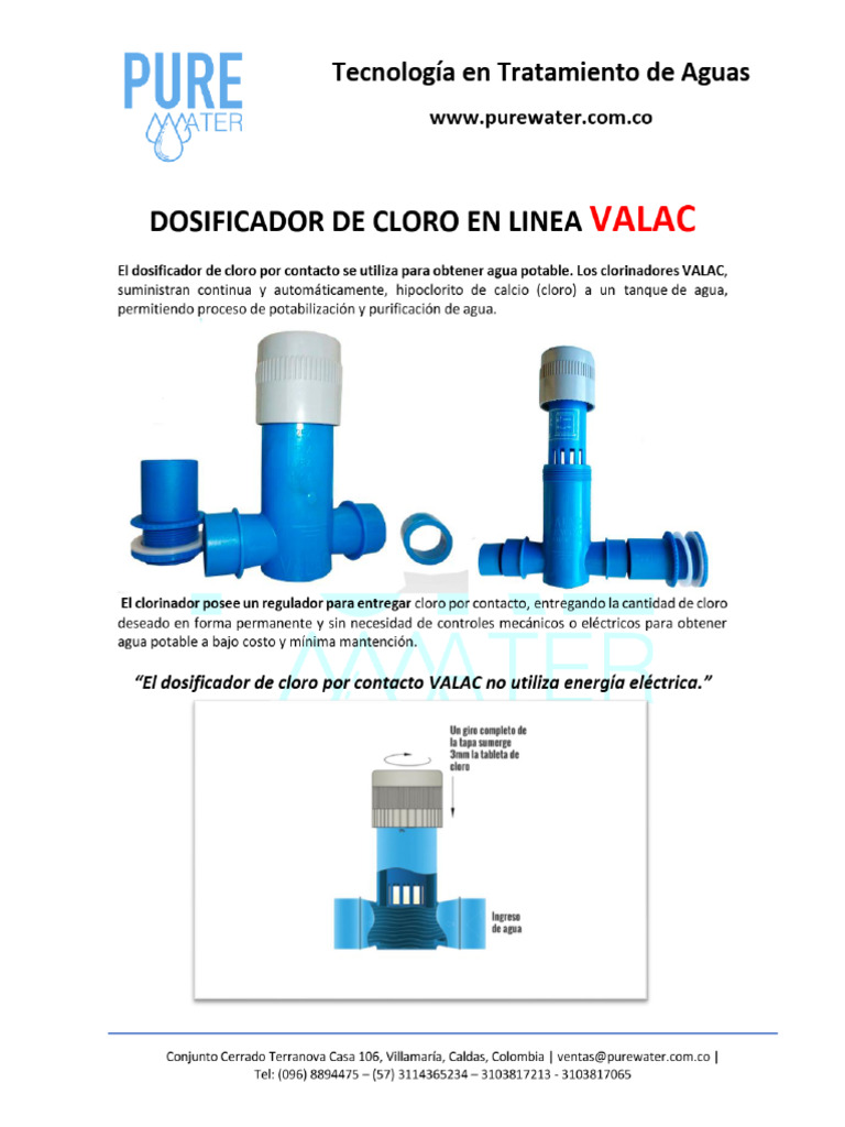 Valac - Dosificador de Cloro o Clorador en Línea - PureWater Colombia ...