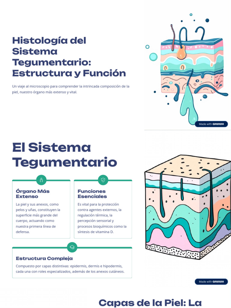 Histologia Del Sistema Tegumentario Estructura y Funcion | PDF | Piel | Sistema tegumentario