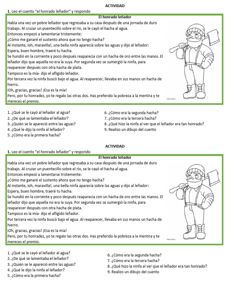 Ficha El Honrado Leñador | PDF
