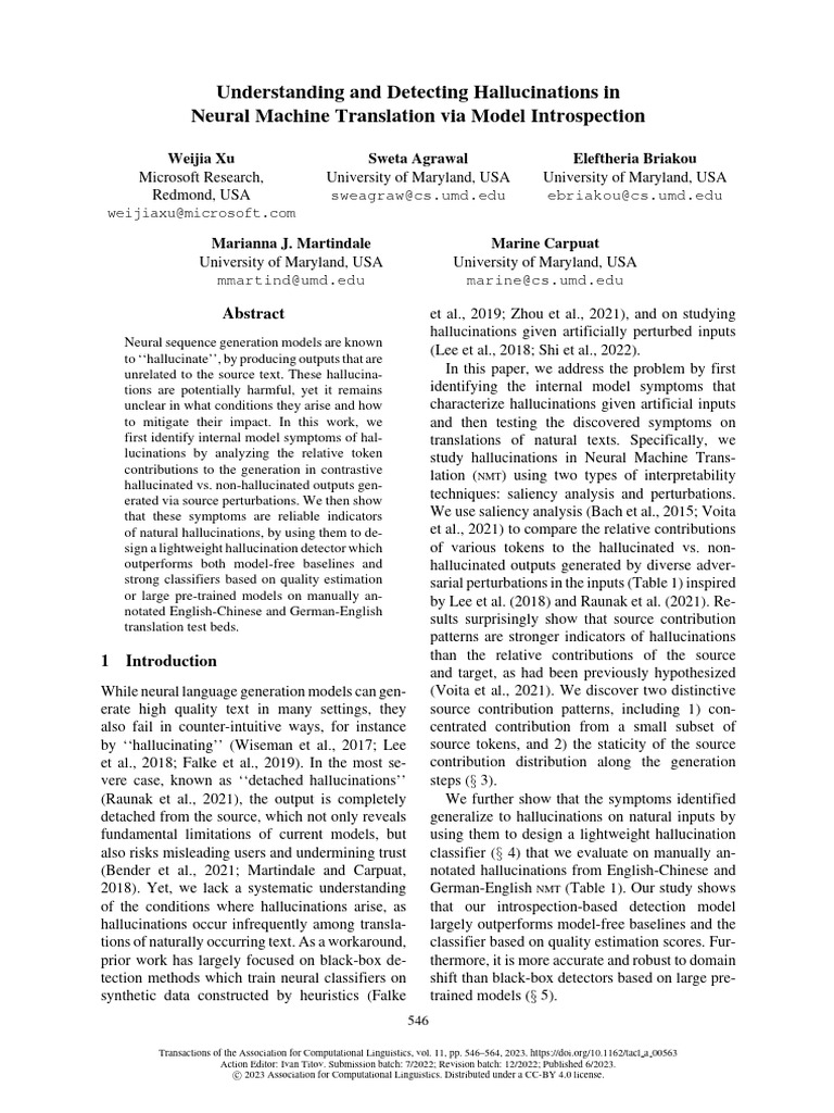 Understanding and Detecting Hallucinations in NMT | PDF | Sampling ...