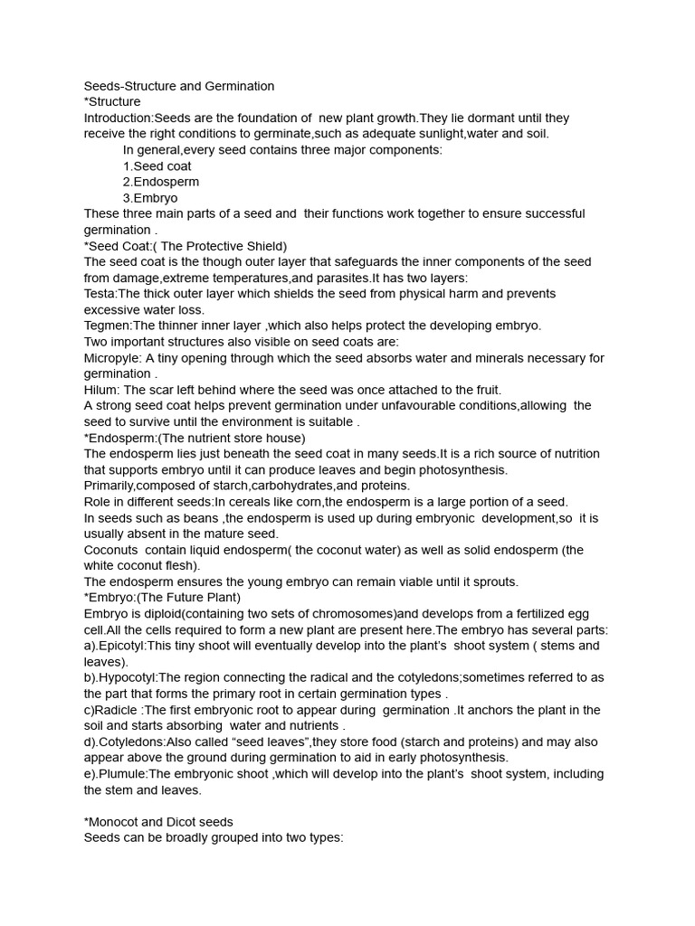 Seed Structure and Germination Process | PDF | Seed | Germination