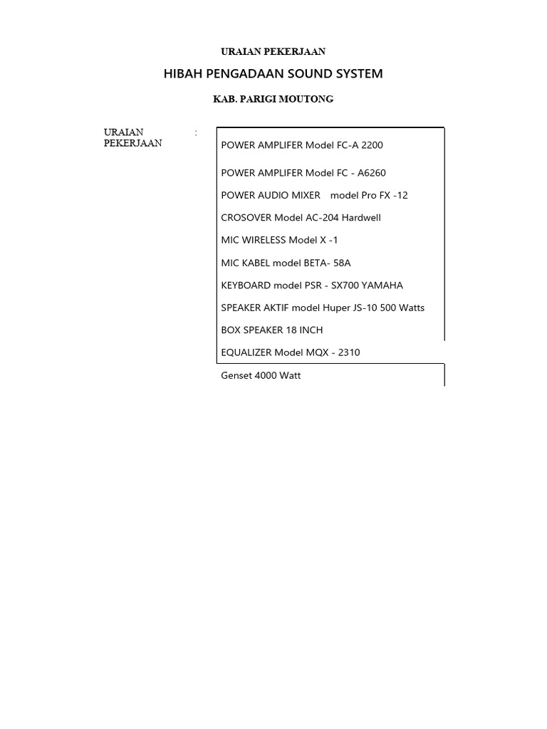 Sound System Procurement Details | PDF