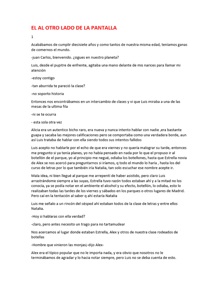 Al Otro Lado de La Pantalla Resumen | PDF | Contraseña | Chat en linea