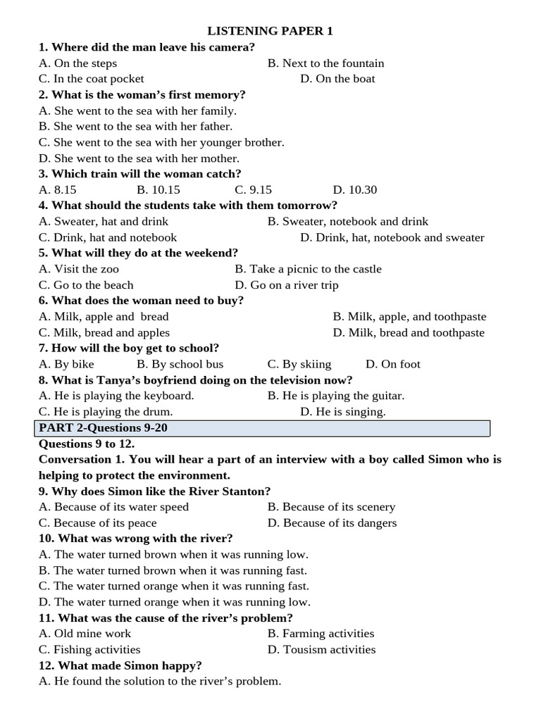 Listening Paper Practice Questions | PDF | Natural Satellite | Jupiter