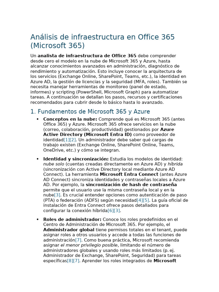 Análisis de Infraestructura en Office 365 (Microsoft 365) | PDF | Microsoft | Computación en la nube