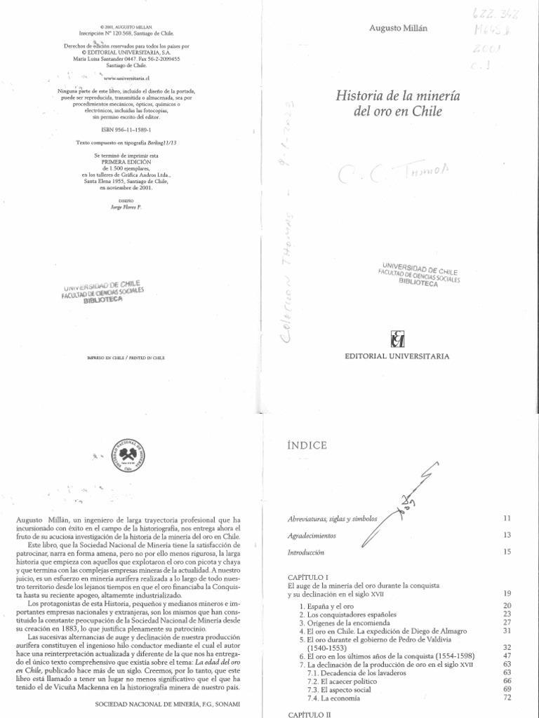 Augusto Millan - Historia de La Minería Del Oro en Chile 1 (2001 ...