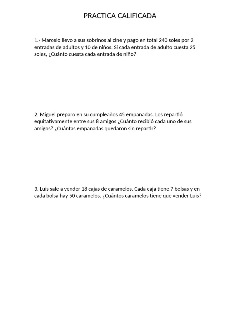 Problemas de división y multiplicación | PDF