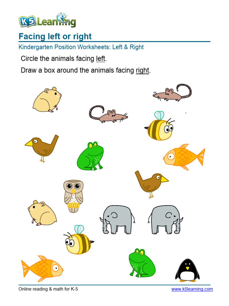 Kindergarten Facing Left Right Worksheet 3 | PDF