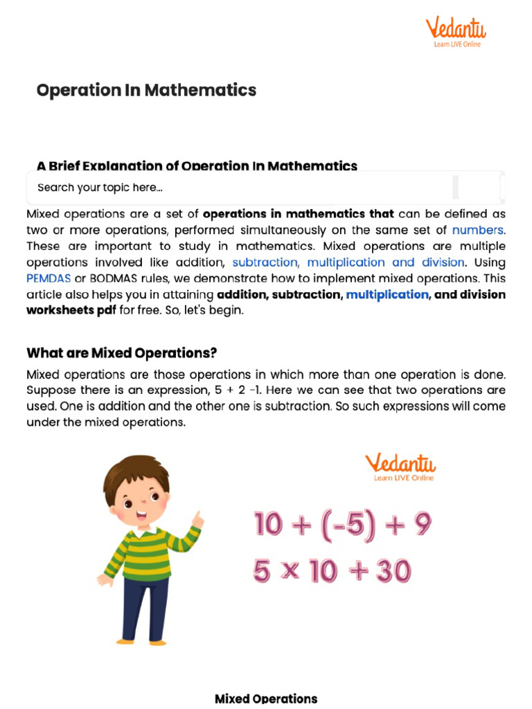 Operation in Mathematics | PDF