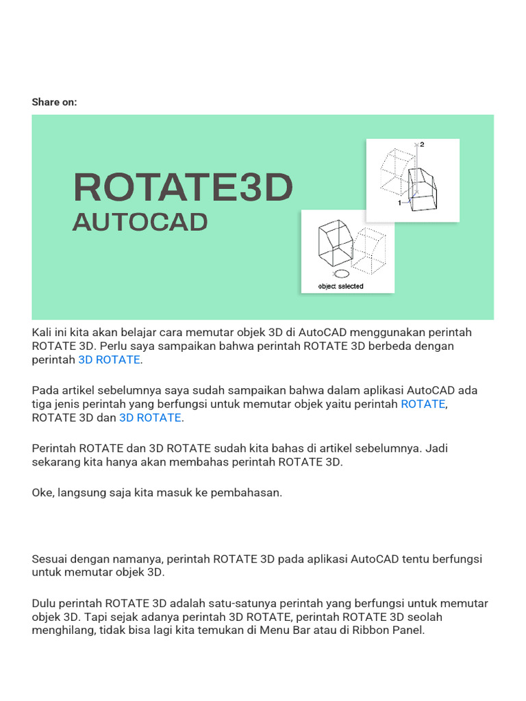 Autocad Rotate 3d Berbeda Dengan 3d Rotate | PDF