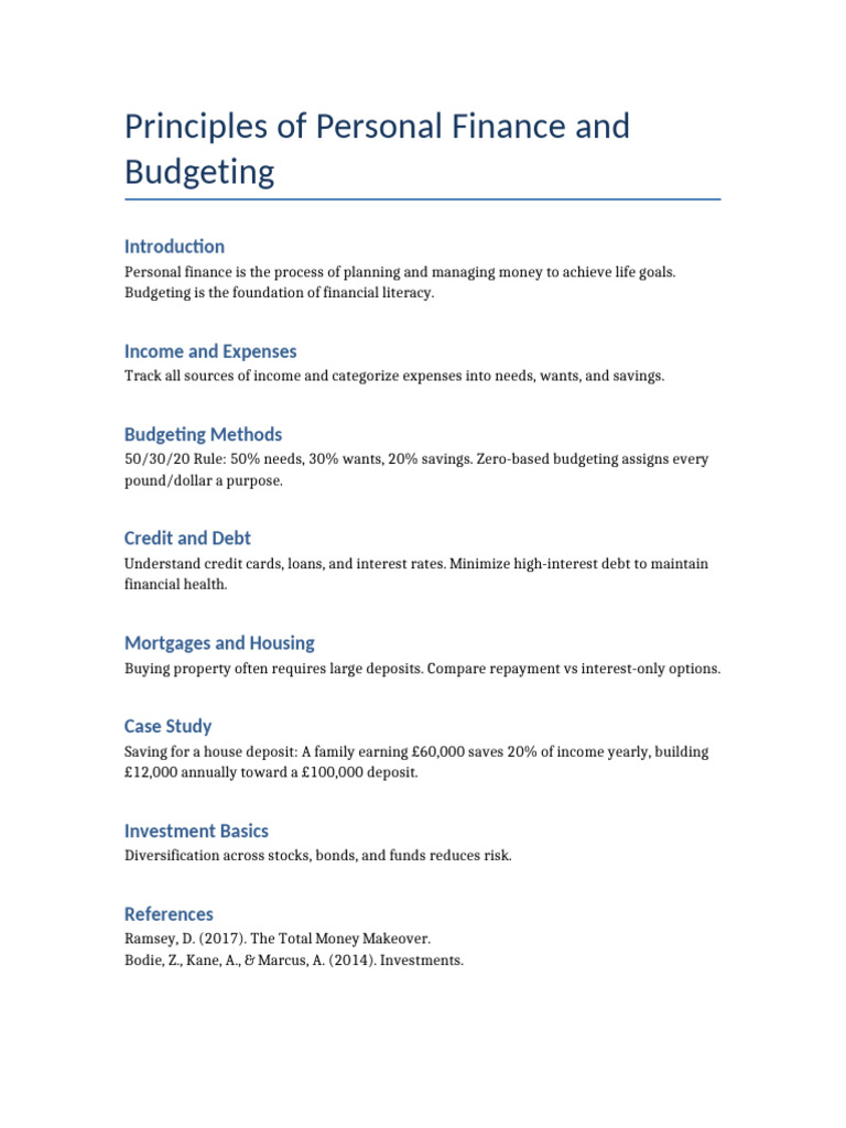 Personal Finance and Budgeting Guide | PDF