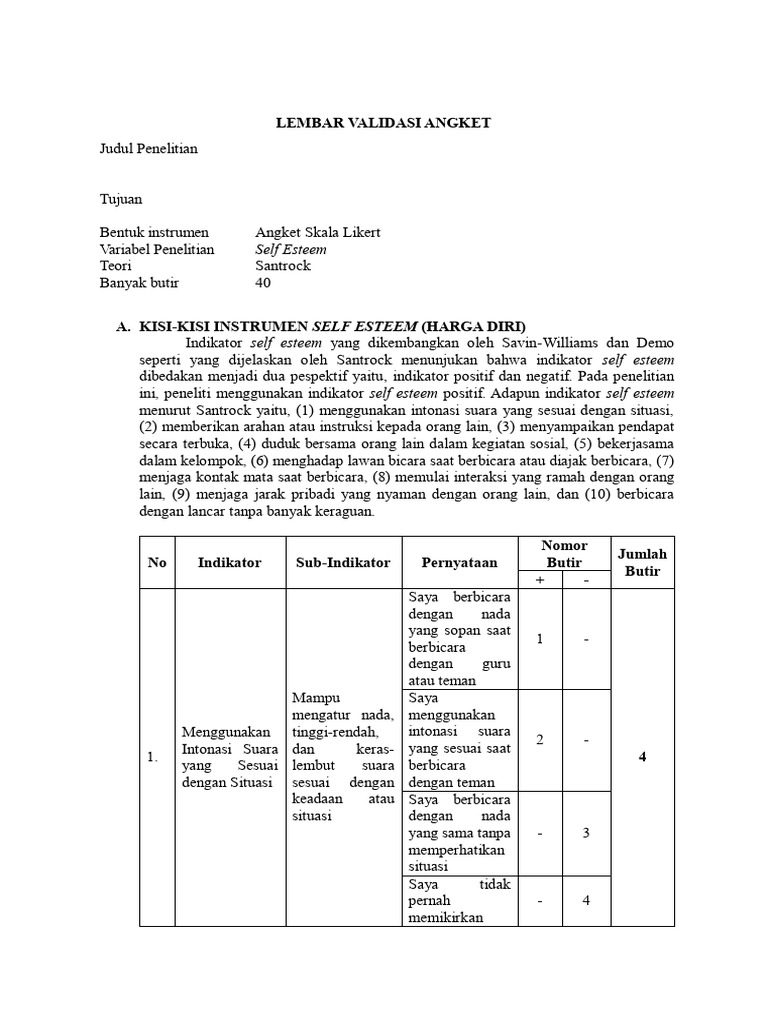 Lembar Validasi Angket-1 | PDF