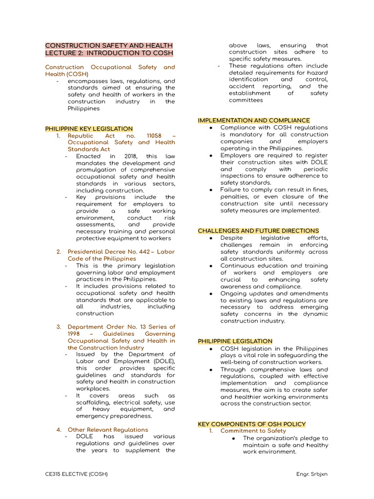 COSH Regulations in Construction Safety | PDF | Occupational Safety And ...
