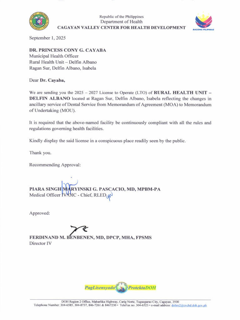 LTO - RHU Delfin Albano001 | PDF | Health Economics | Philippines