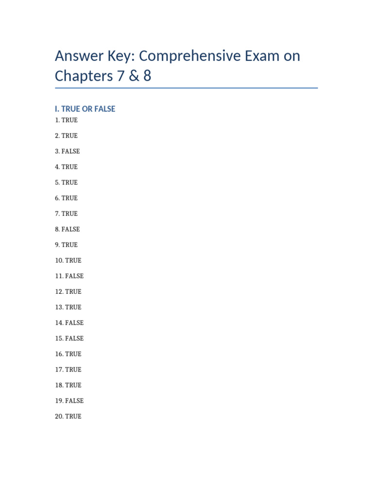 Chapter7 8 Exam AnswerKey | PDF