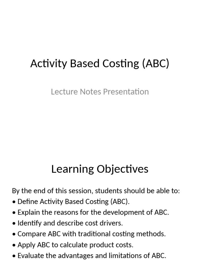 Understanding Activity Based Costing (ABC) | PDF | Business Economics ...