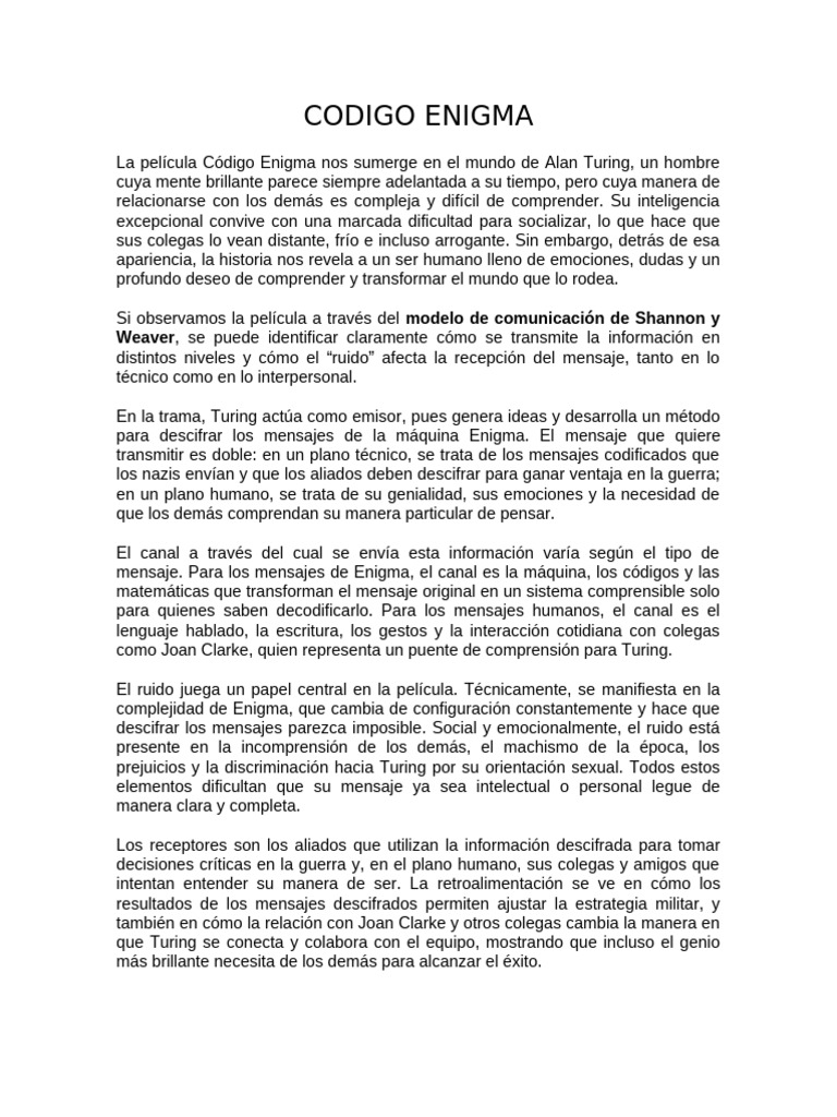 Código Enigma | PDF | Comunicación | Alan Turing