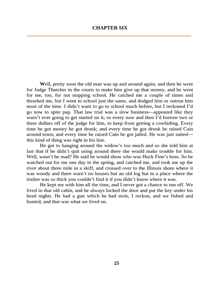 Chapter One - Huckleberry Finn | PDF