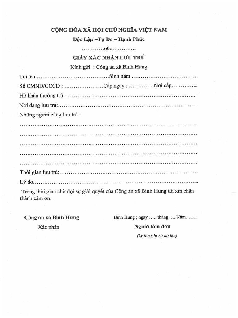 Giay Xac Nhan Luu Tru | PDF
