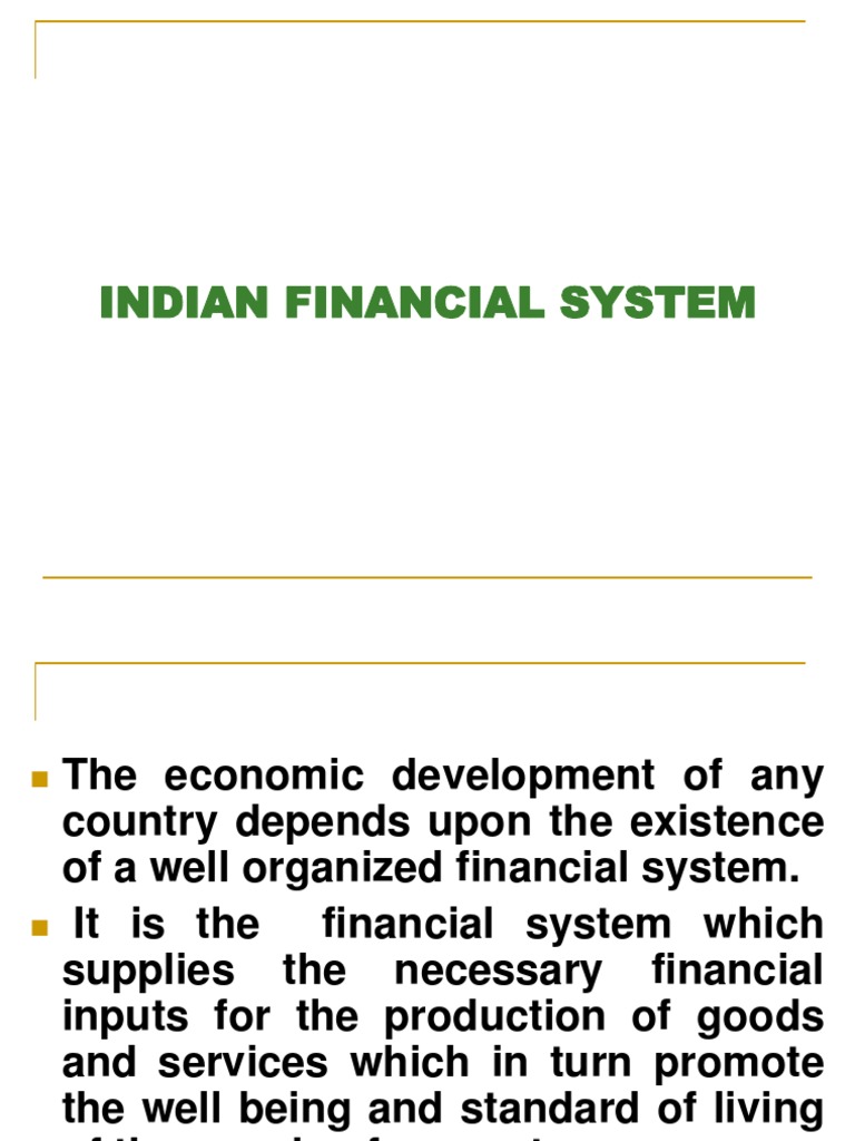 Indian Financial System | PDF | Financial Markets | Reserve Bank Of India