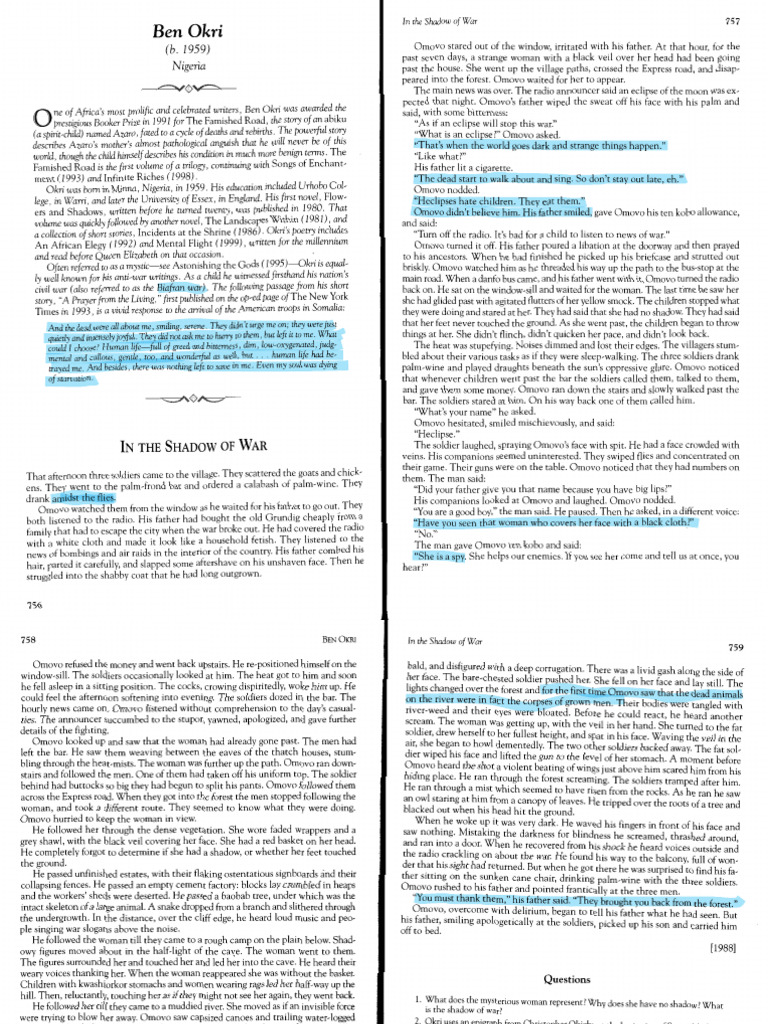 In The Shadows of War by Ben Okri | PDF