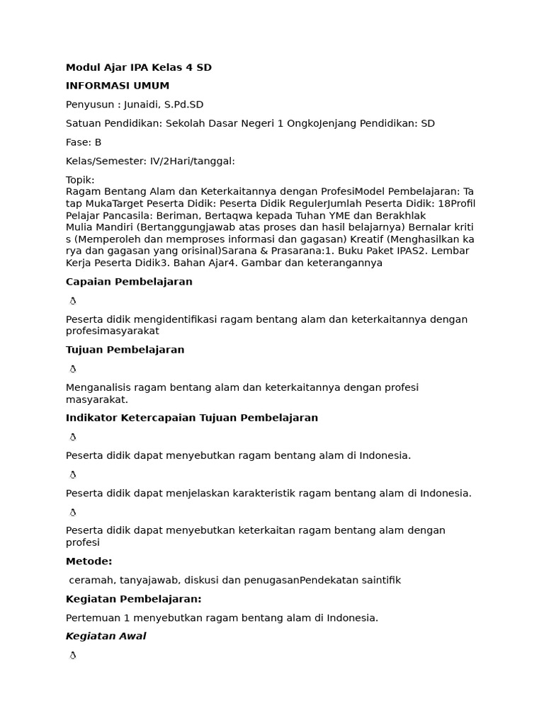 Modul IPA Kelas 4: Ragam Bentang Alam | PDF