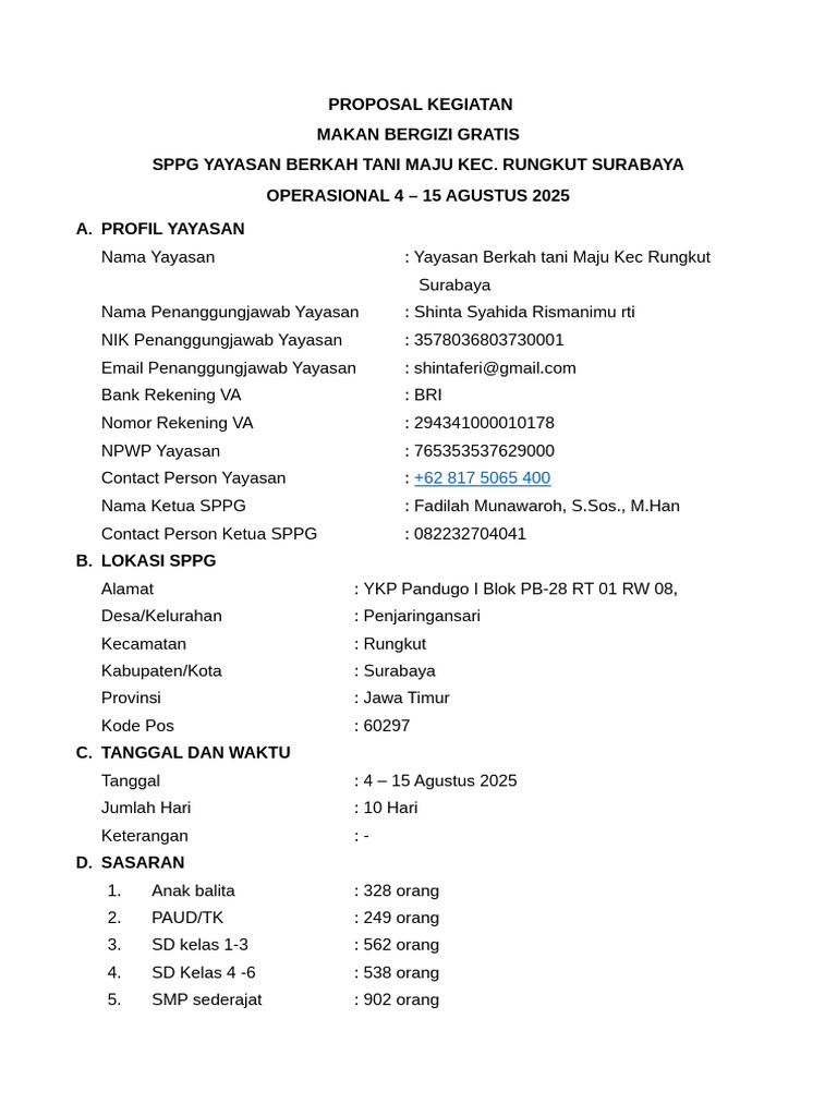 Contoh Proposal MBG 4-15ags 2025 | PDF