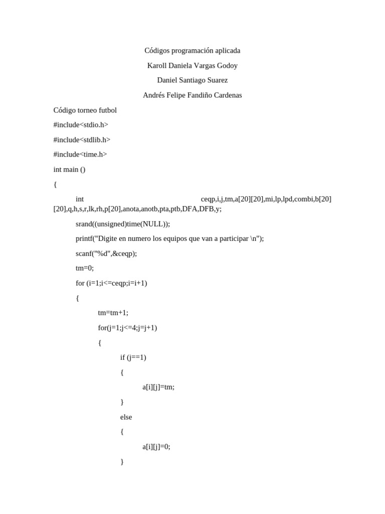 Códigos de Programación: Torneo y Gauss | PDF | Programación de ...