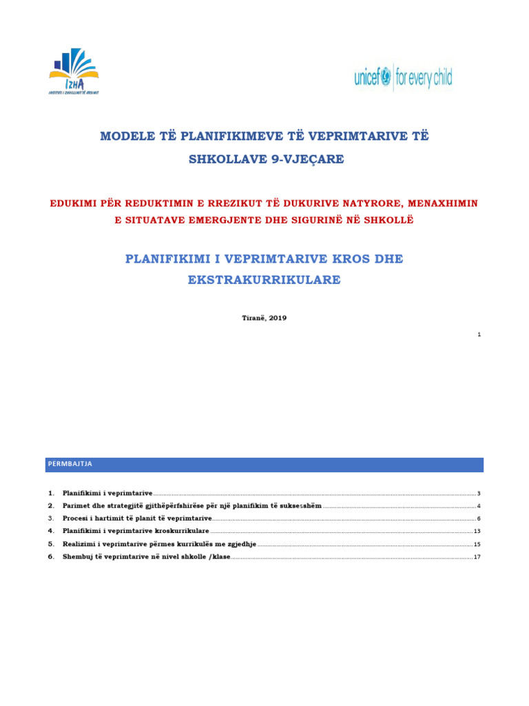 Modele Te Planifikimeve Te Veprimtarive | PDF