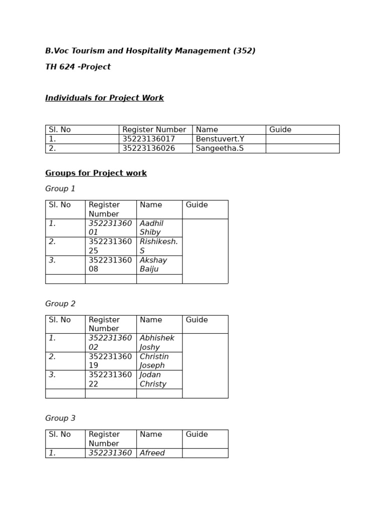 Project Group Divisions | PDF