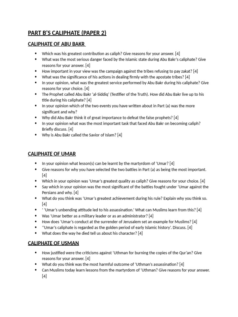 PART B's Caliphate | PDF | Ali | Caliphate