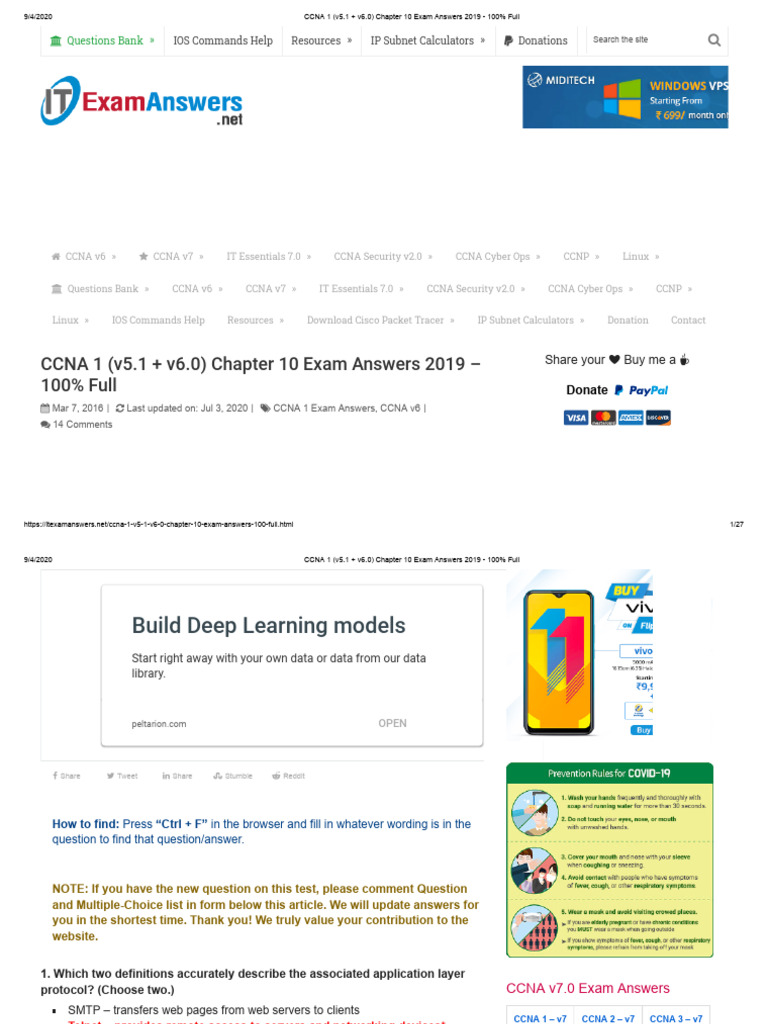CCNA 1 Chapter 10 Exam Answers | PDF | File Transfer Protocol ...