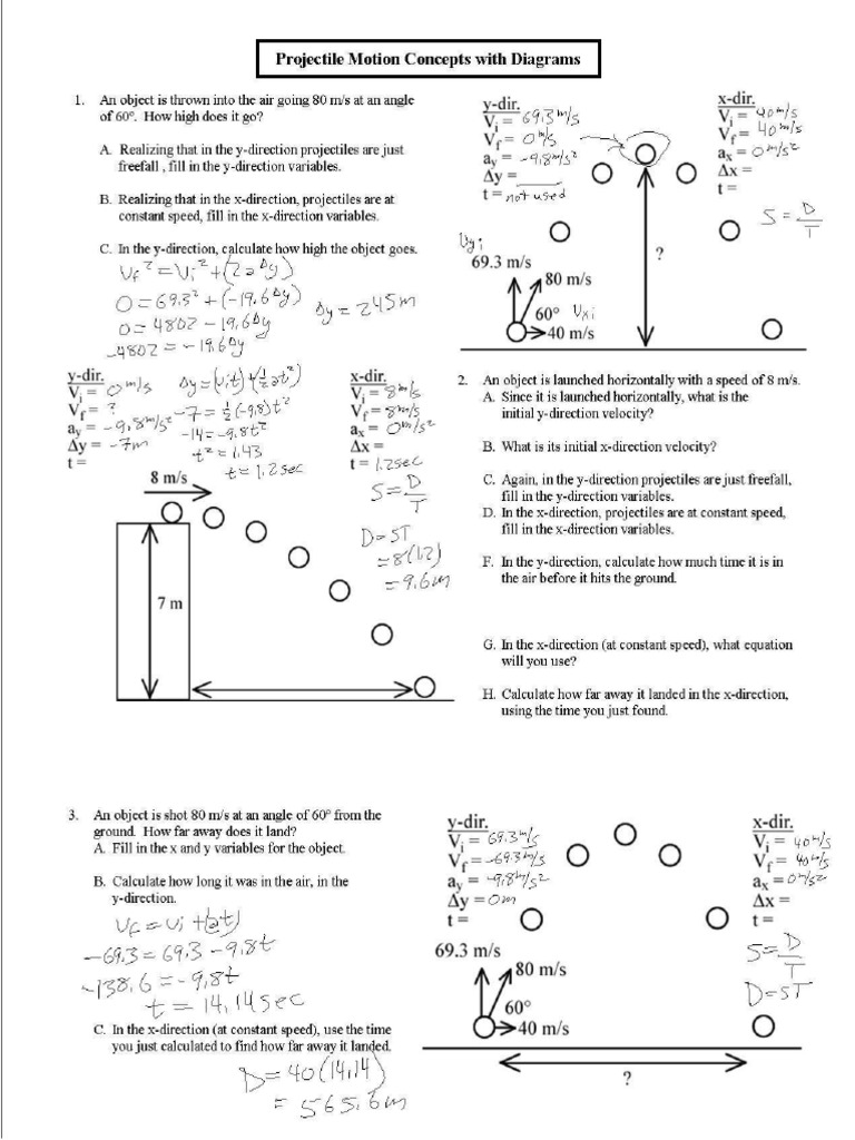 Projectile Motion With Diagrams | PDF