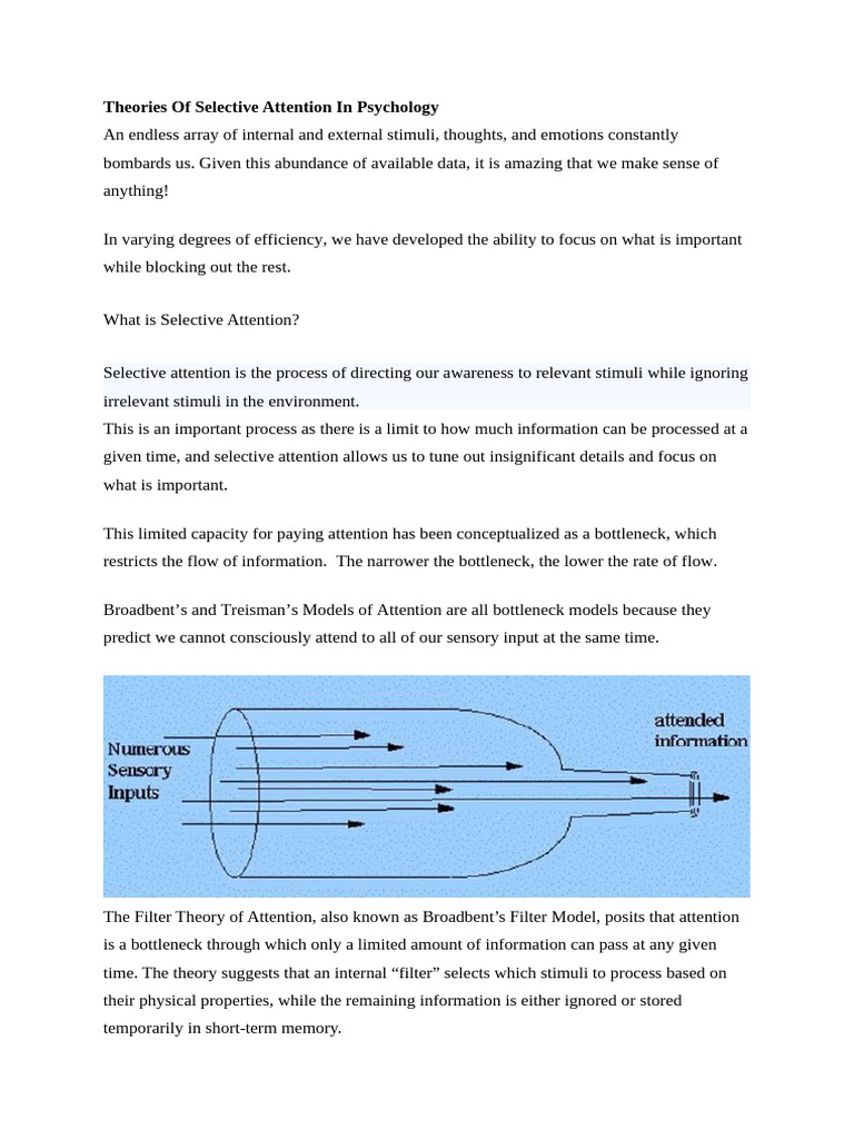 Theories of Selective Attention Explained | PDF | Attention | Cognitive ...