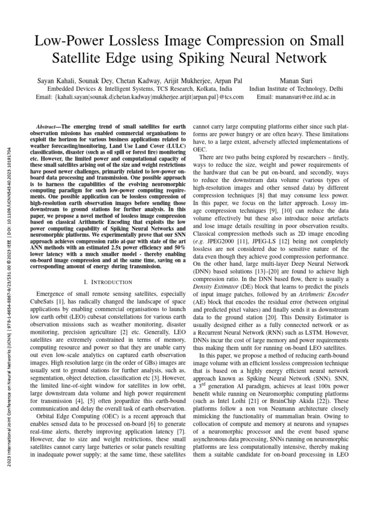 Low-Power Image Compression for Satellites | PDF | Data Compression ...