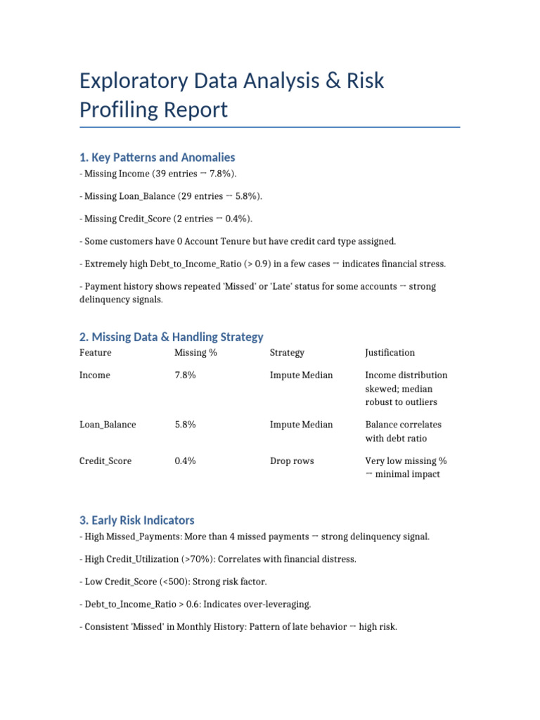 EDA Risk Profiling Report | PDF