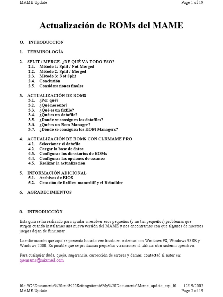 Guía de Actualización de ROMs MAME | PDF | Memoria de sólo lectura ...