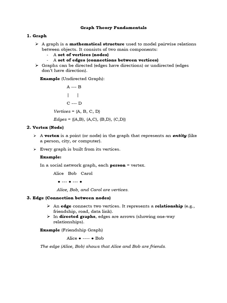 Graph Theory Fundamentals | PDF | Vertex (Graph Theory) | Mathematical Concepts