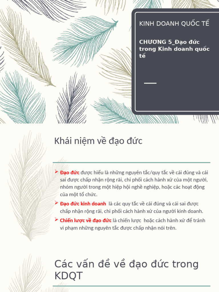 KDQT - Chương 5 - Đạo Đức Trong Kinh Doanh Quốc Tế | PDF