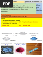 GCSE Chemistry - Test For Gases & Flame Tests | PDF