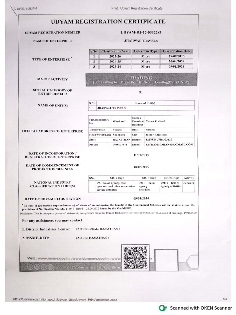 Udhyam Registration | PDF