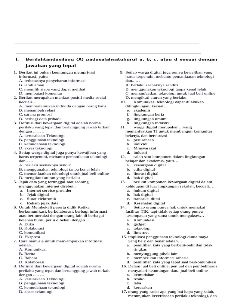 soal PAS tik 7 | PDF