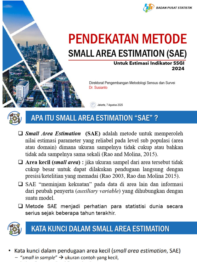 Metode Small Area Estimation (SAE) dalam Statistik | PDF