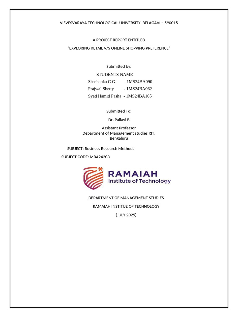Brm Final Report Humanised Pdf Retail Online Shopping