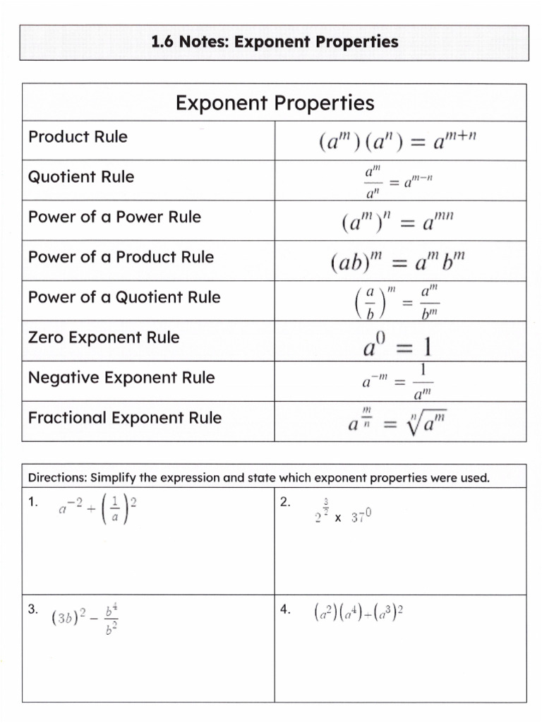 92 Exponent Notes | PDF