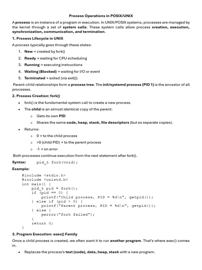 Managing POSIX Processes in UNIX | PDF | Computing | Computer Architecture