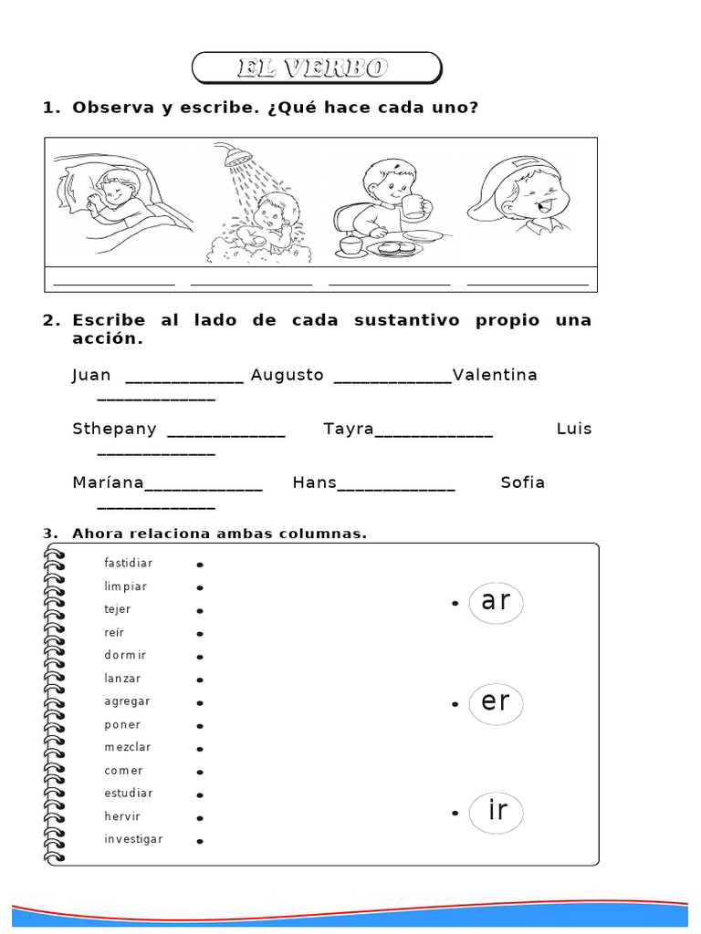 Actividad El Verbo y Tiempos | PDF | Sintaxis | Tipología Lingüística