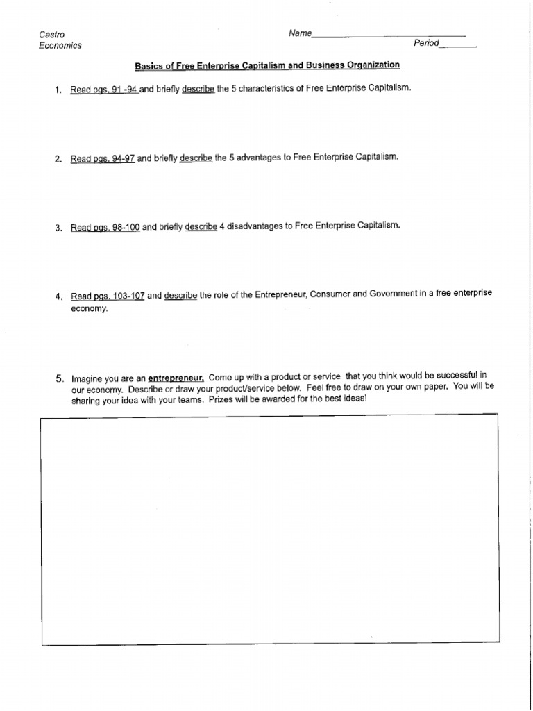 Basics of Free Enterprise Capitalism and Business Organization | PDF