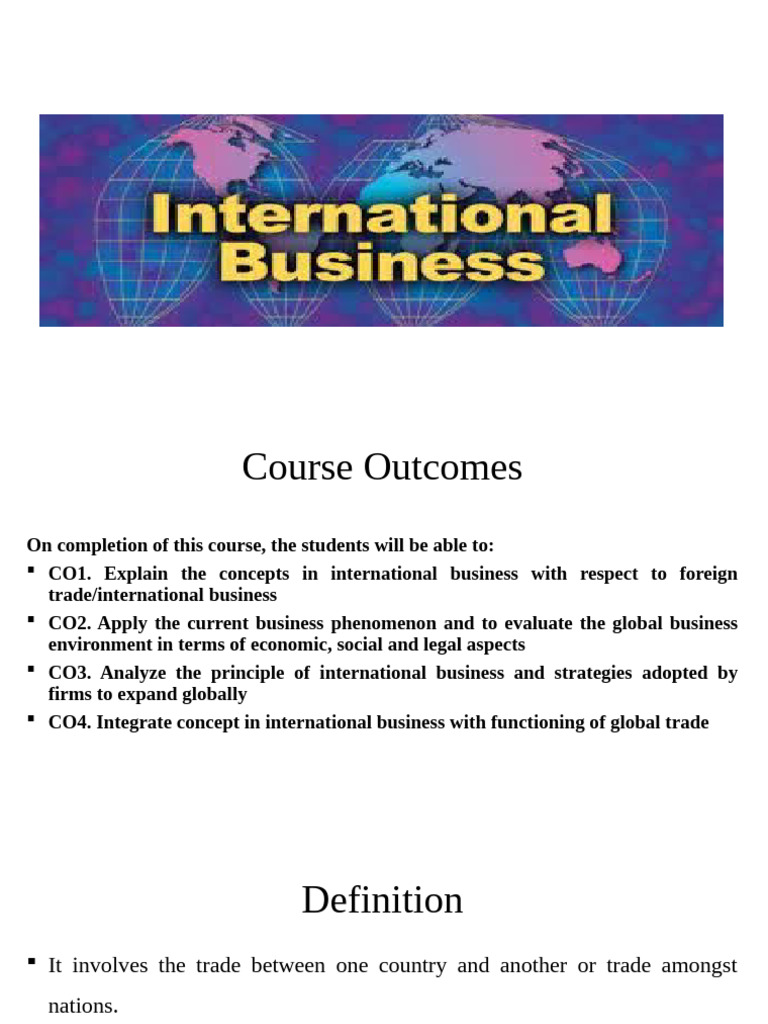 International Business Course Outcomes | PDF | Multinational ...